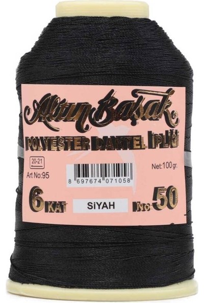Altınbaşak Dantel ve Oya Ipi 6 Kat 50 No 100 gr Siyah