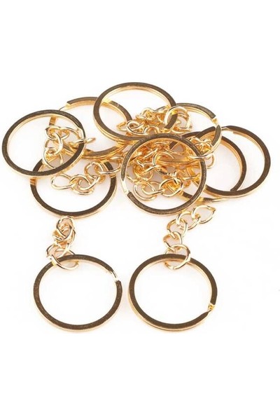 Bernam Butik Zincirli Anahtarlık Halkası 5 cm 10'lu Altın