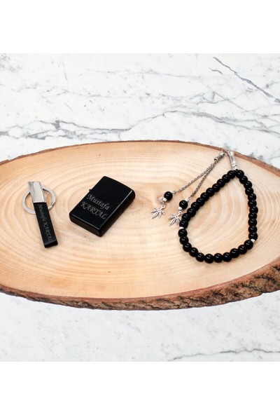 Delfino Hediyelik Sevdiklerinize Özel Kişiselleştirilebilir Anahtarlık,zippo Çakmak ve Tesbih Hediye Seti