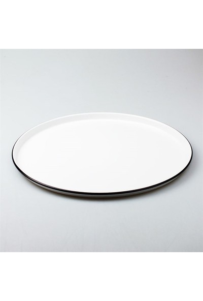 Markimo Beyaz Metal Siyah Kenarlı Yuvarlak Tepsi - Emaye Metal Kulpsuz Beyaz Siyah Kenar 32 cm Markimo Beyaz Metal Siyah Kenarlı Yuvarlak Tepsi - Emaye Metal Kulpsuz Beyaz Siyah Kenar 32 cm