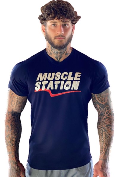 Musclestation Lacivert Fitness Tshirt WIE057 Musclestation Lacivert Fitness Tshirt WIE057