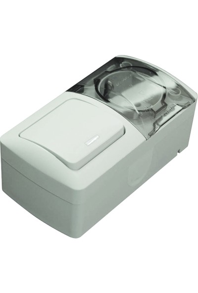 Elbi Eva Sıva Üstü Işıklı Anahtar & Topraklı Priz Kombine