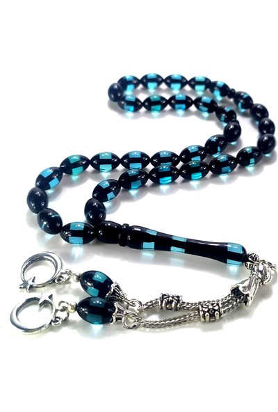 Aleyha Polonya Kehribarı Tesbih 33-Lü Mavi-Siyah Aleyha Polonya Kehribarı Tesbih 33-Lü Mavi-Siyah