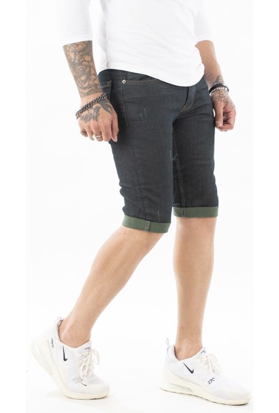 Deepsea Haki Erkek Beş Cep Likralı Düğmeli Dar Kesim Kot Kapri 2114611