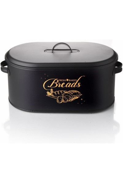 Hitfoni Metal Büyük Boy Kapaklı Desenli Ekmeklik Siyah