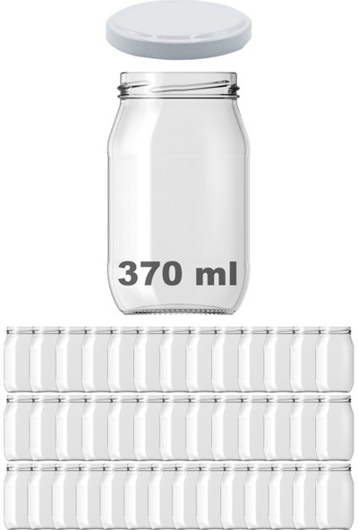 Afracam 370 ml Metal Beyaz Kapaklı Şeffaf Cam Kavanoz 40 Adet