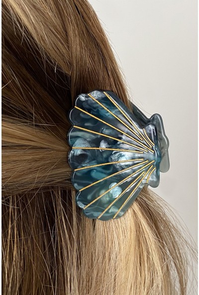 Takıştır Mavi Renk Orta Boy Deniz Kabuğu Mandal Toka Takıştır Mavi Renk Orta Boy Deniz Kabuğu Mandal Toka