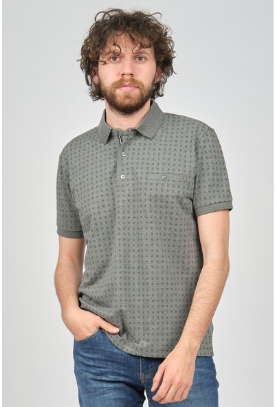 Çizgi Triko Erkek Desenli Slim Fit Polo Yaka T-Shirt 4254120 Gri