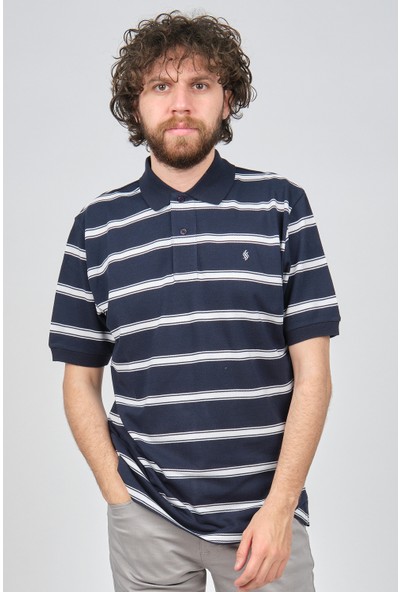 Sanfa Erkek Desenli Polo Yaka T-Shirt 17486266 Lacivert