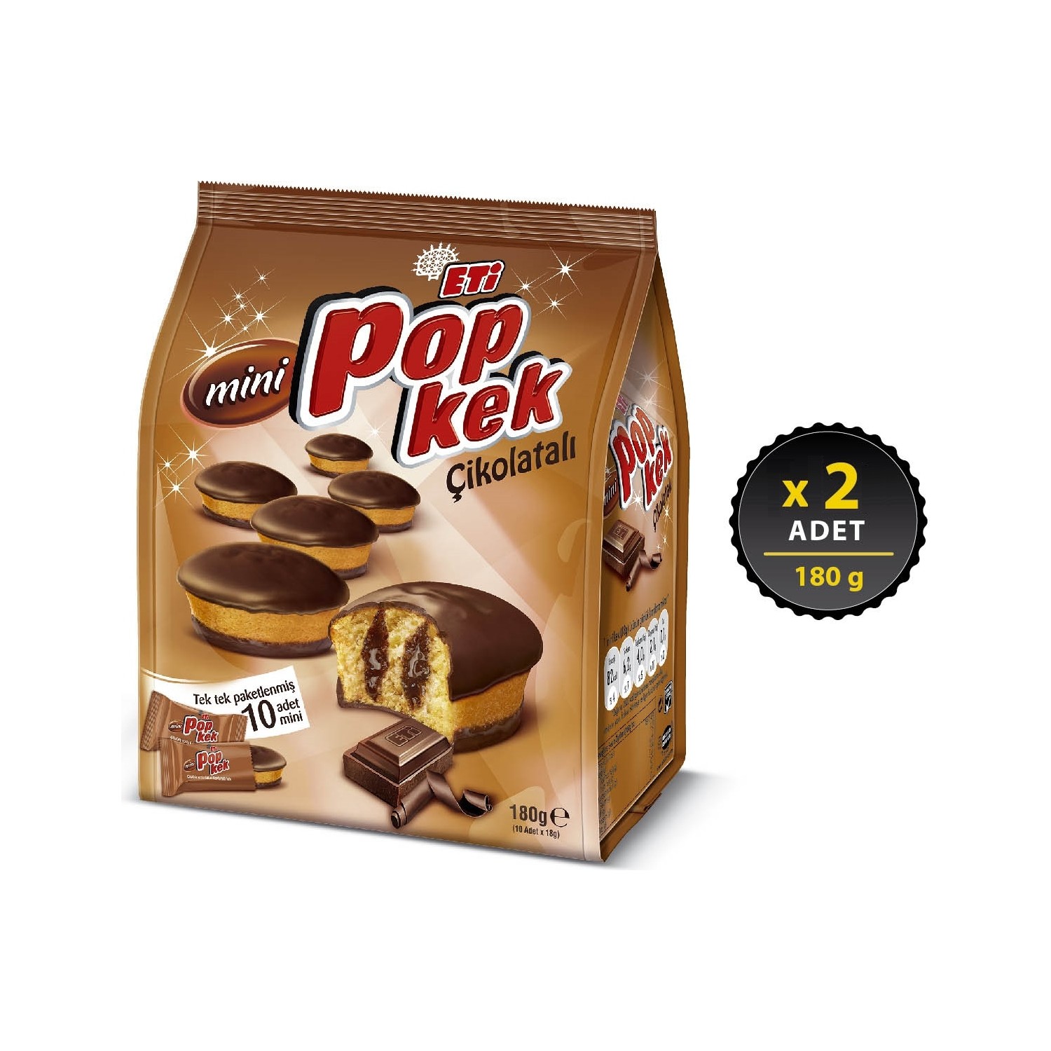 Eti Popkek Mini Çikolatalı Kek 180 g x 2 Adet Fiyatı