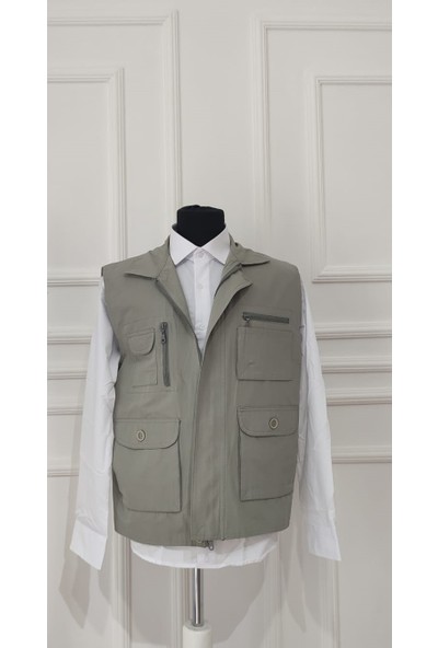 Erkek Çok Cepli Keten Avcı Yeleği Erkek Çok Cepli Keten Avcı Yeleği