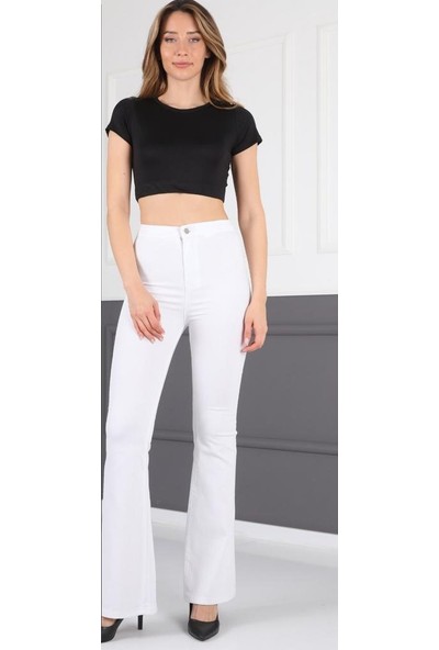 Kadın Yüksel Bel Ispanyol Paça Pantolon Kadın Yüksel Bel Ispanyol Paça Pantolon