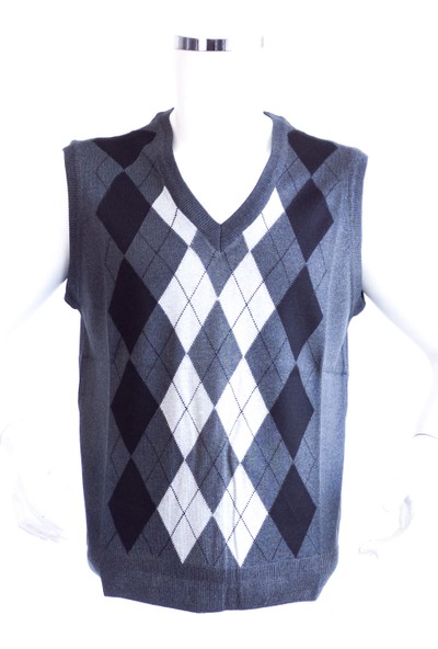 Oppland Erkek Baba Süveteri Baklava Desenli V Yakalı Ince Yün Dokuma