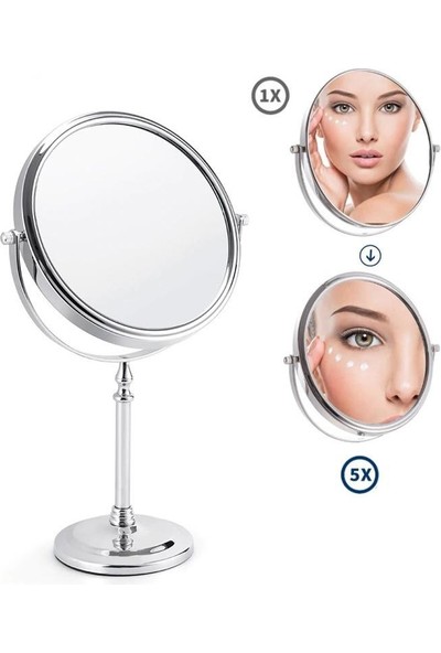 Gesh M-122L 5x Büyüteçli Çift Taraflı Ayaklı Ayna Masaüstü Makyaj Aynası Metal Şık Tasarım Gesh M-122L 5x Büyüteçli Çift Taraflı Ayaklı Ayna Masaüstü Makyaj Aynası Metal Şık Tasarım