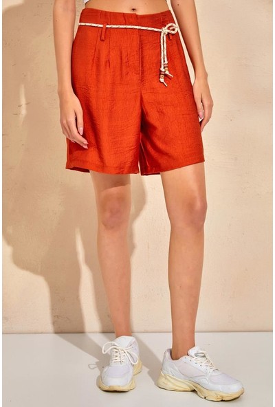 İkiler Beli Kordon Kemerli Şort 021-3513