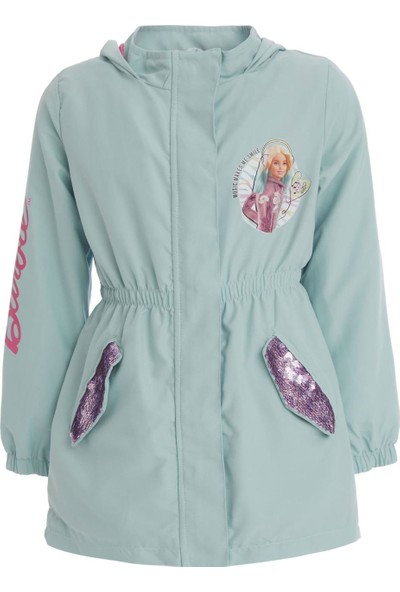 DeFacto Kız Çocuk Barbie Lisanslı  Kapüşonlu Uzun İnce Yağmurluk S5873A621SP