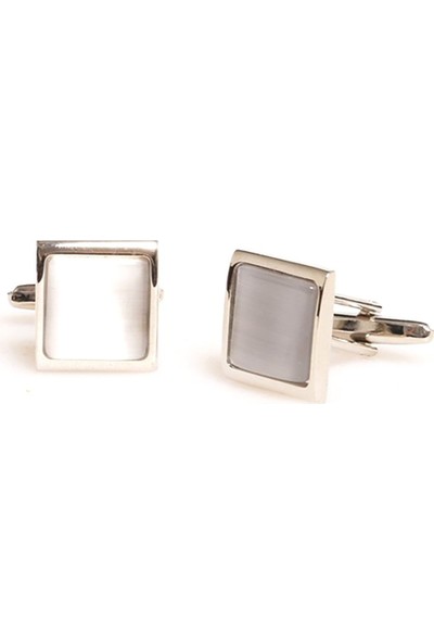 1001 Kravat Gri Taşlı Metal Kol Düğmesi