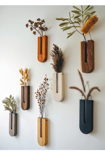 Katre Dizayn Ahşap Dekoratif 7'li Duvar Çiçekliği (Çiçekler Dahil Değildir)