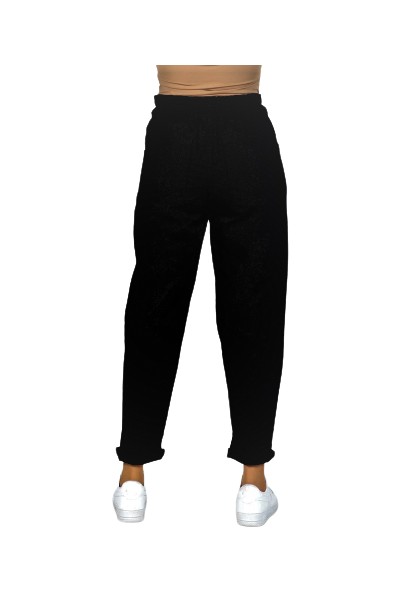 Eylül Butik Siyah Renk Kadın Momjean Bağcıklı Pantolon