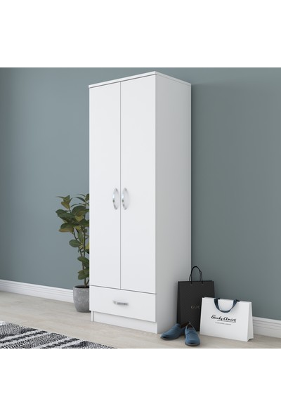 Rani BA103 Geniş Gardırop Elbise Dolabı 2 Kapılı 1 Çekmeceli 1 Askılı 1 Raflı Beyaz Rani BA103 Geniş Gardırop Elbise Dolabı 2 Kapılı 1 Çekmeceli 1 Askılı 1 Raflı Beyaz