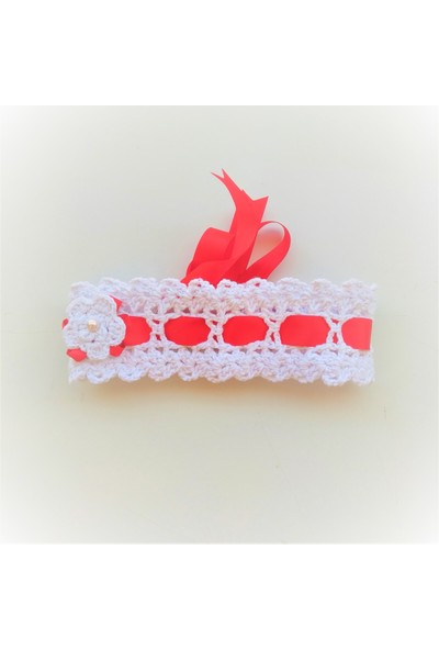 EnviPet Kırmızı Beyaz Inci Çiçekli El Örme Kadın Sac Bandı EnviPet Kırmızı Beyaz Inci Çiçekli El Örme Kadın Sac Bandı