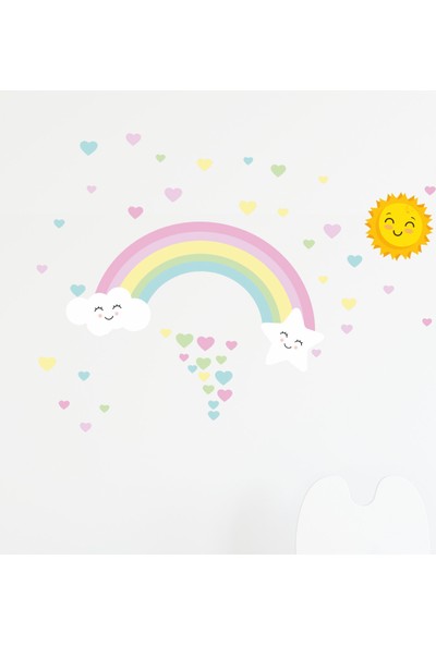 DekorLoft Dekor Loft Gökkuşağı ve Kalpler Çocuk Odası Duvar Sticker DekorLoft Dekor Loft Gökkuşağı ve Kalpler Çocuk Odası Duvar Sticker