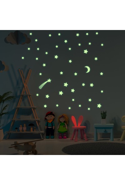 DekorLoft Dekor Loft Kuyruklu Yıldız ve Aydede Gece Parlayan Doğal Fosfor Duvar ve Tavan Sticker DekorLoft Dekor Loft Kuyruklu Yıldız ve Aydede Gece Parlayan Doğal Fosfor Duvar ve Tavan Sticker