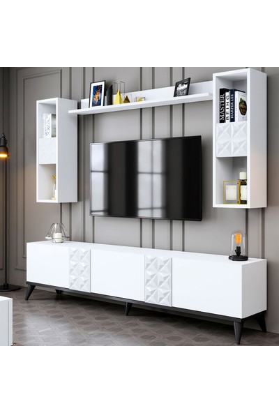 Modatte Mobilya New Kristal Beyaz Tv Ünitesi