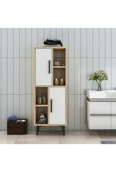 Demonte Dekor Leni Banyo Dolabı - Çok Amaçlı Dolap - Safirmeşe - Beyaz Demonte Dekor Leni Banyo Dolabı - Çok Amaçlı Dolap - Safirmeşe - Beyaz