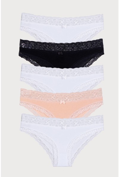 Nicoletta Mıxcolor Kadın Külot 5'li Paket Dantelli Nicoletta Mıxcolor Kadın Külot 5'li Paket Dantelli
