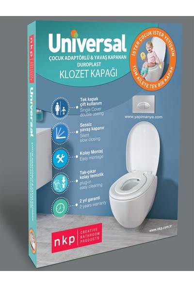 Creavit Nkp Üniversal Çocuk Adaptörlü Yavaş Kapanır Klozet Kapağı Creavit Nkp Üniversal Çocuk Adaptörlü Yavaş Kapanır Klozet Kapağı