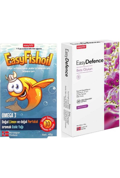 Easyvit Beta Glukan Yetişkin 30 Çiğnenebilir Jel Form+Çocuklar Için Omega 3 30 Tablet Çiğnenebilir Jel Form Easyvit Beta Glukan Yetişkin 30 Çiğnenebilir Jel Form+Çocuklar Için Omega 3 30 Tablet Çiğnenebilir Jel Form