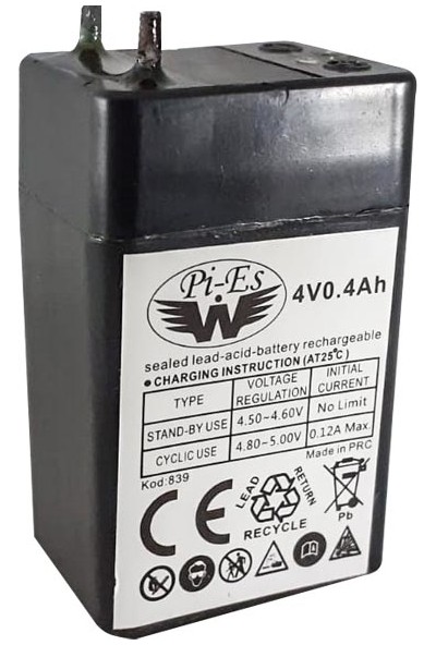 Wpies Akü 4V 0.4AH Işıldak Fener Aküsü (2.3x4.6x2.1cm) Wpies