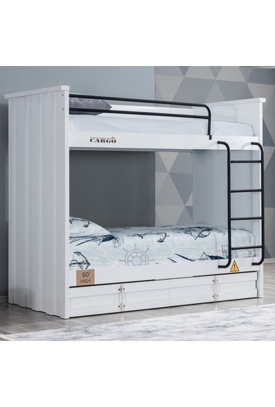 Setay Ranza Konteyner Çekmeceli Ranza Beyaz