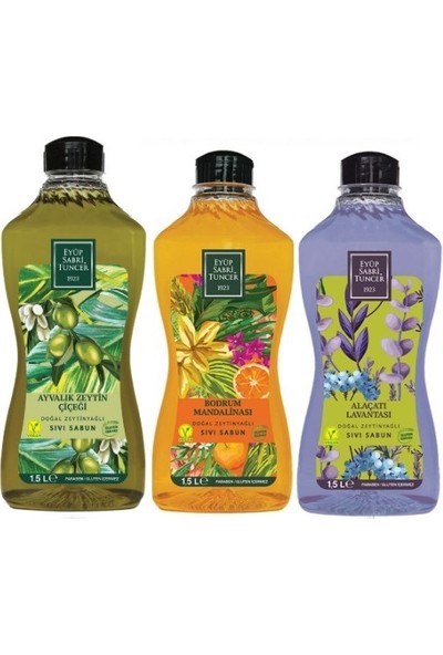 Est 1.5lt Doğal Z.yağlı Sıvı Sabun Set_ayv.zeytin-Bodrum Mand-Lavanta