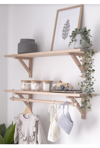 Babyroomstore Ikili Ahşap Askılı Raf Seti