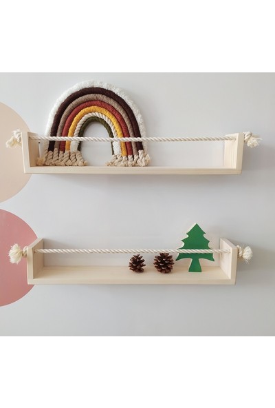 Babyroomstore Ahşap Halatlı Kitaplık Raf Montessori Kitaplık 60CM Babyroomstore Ahşap Halatlı Kitaplık Raf Montessori Kitaplık 60CM