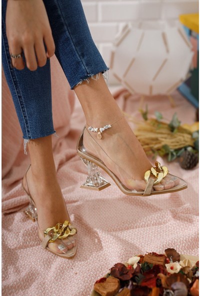Fors Shoes Süet Tokalı Şeffaf Topuklu Ayakkabı