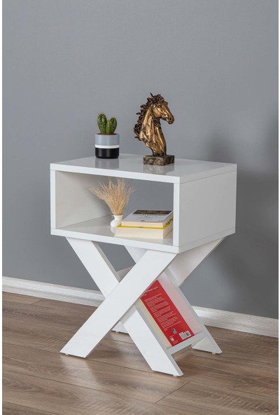 Enda Home Collection x Ayaklı Dergilikli Başucu Komodin Yan Sehpa Enda Home Collection x Ayaklı Dergilikli Başucu Komodin Yan Sehpa