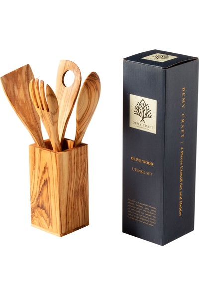 Demy Craft Zeytin Ağacı 5 Parça Kutulu Set 30 cm. Tahta Kaşık Çatal Spatula Demy Craft Zeytin Ağacı 5 Parça Kutulu Set 30 cm. Tahta Kaşık Çatal Spatula