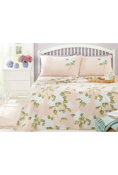 English Home Hydrangea Baskılı Çift Kişilik Pike Takımı 200 x 220 cm Pembe