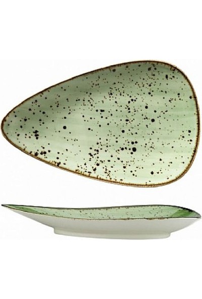 Kütahya Porselen Atlantis Sufi 2'li 23 cm Kayık Tabak Yeşil