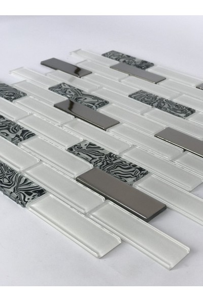 Mutfak,banyo,zemin Için Beyaz Krom Desenli 23X73 Kristal Mozaik Mutfak,banyo,zemin Için Beyaz Krom Desenli 23X73 Kristal Mozaik