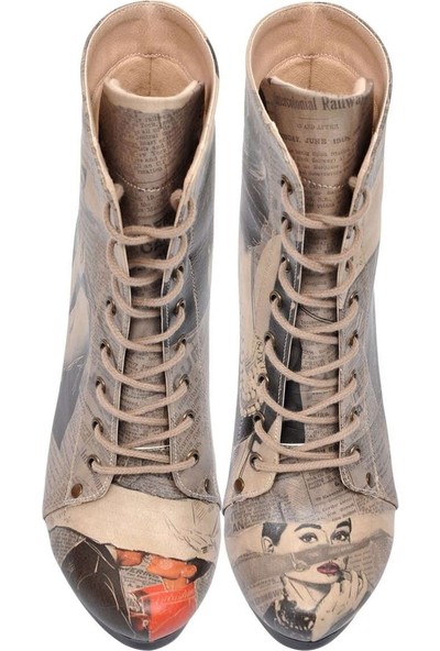 Dogo Go Back To Being Yourself / Tasarım Baskılı Vegan / Chloe Kadin Topuklu Bot