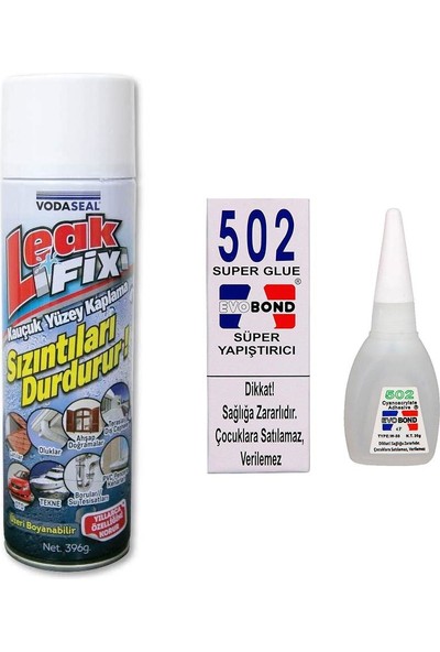 Vodaseal Leak Fix Su Sızdırmaz Geçirmez Sprey Beyaz 396 gr + Evobond Japon Yapıştırıcısı 20 gr