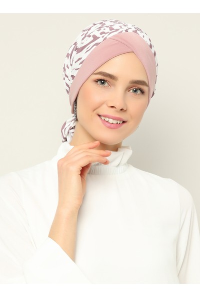 Mervin Şal Zebra Desen Çapraz Bantlı Hazır Türban