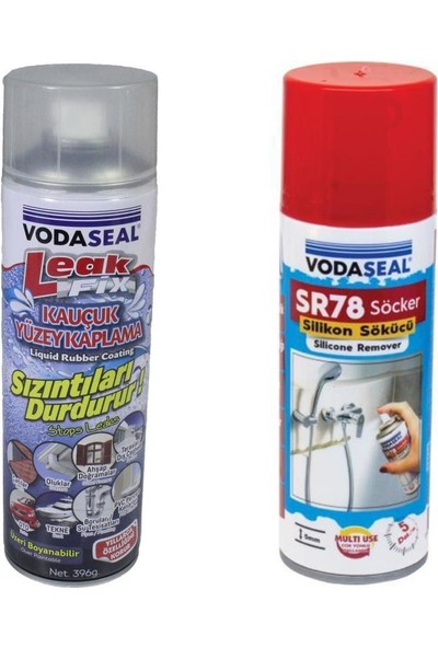 Vodaseal Leak Fix Su Sızdırmaz Sprey Şeffaf 396 gr + Silikon Boya Pas Sökücü SR78 200 ml Vodaseal Leak Fix Su Sızdırmaz Sprey Şeffaf 396 gr + Silikon Boya Pas Sökücü SR78 200 ml