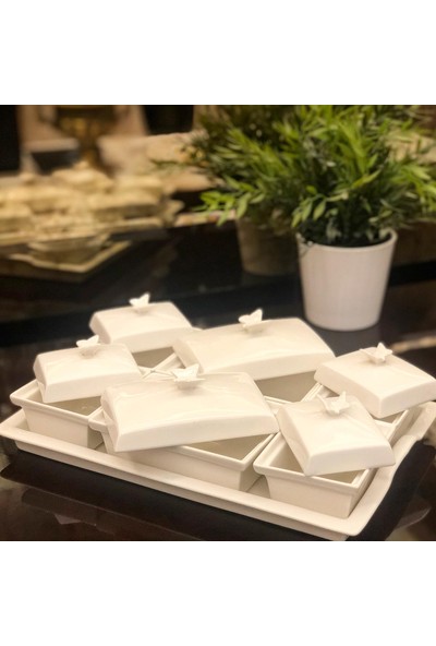 Arow Bone Porselen Kelebekli Kahvaltı Takımı