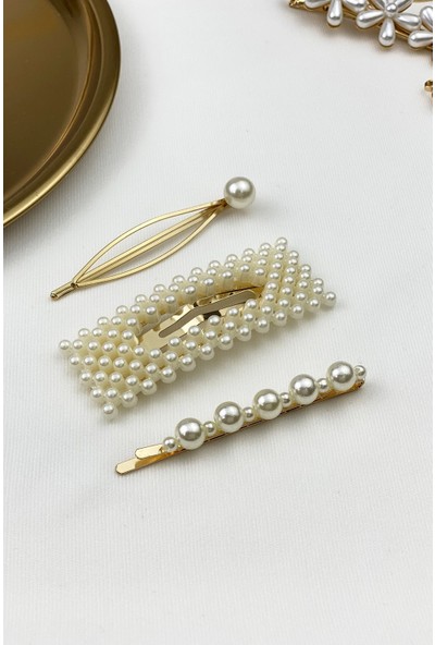 ÇLK Accessories 3 Lü Incili Çıtçıt Toka Dikdörtgen Model TRTOKA9524 T31503 ÇLK Accessories 3 Lü Incili Çıtçıt Toka Dikdörtgen Model TRTOKA9524 T31503