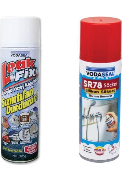 Vodaseal Leak Fix Su Sızdırmaz Sprey Beyaz 396 gr + Silikon Boya Pas Sökücü SR78 200 ml Vodaseal Leak Fix Su Sızdırmaz Sprey Beyaz 396 gr + Silikon Boya Pas Sökücü SR78 200 ml